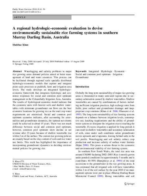 Pdf A Regional Hydrologiceconomic Evaluation To Devise