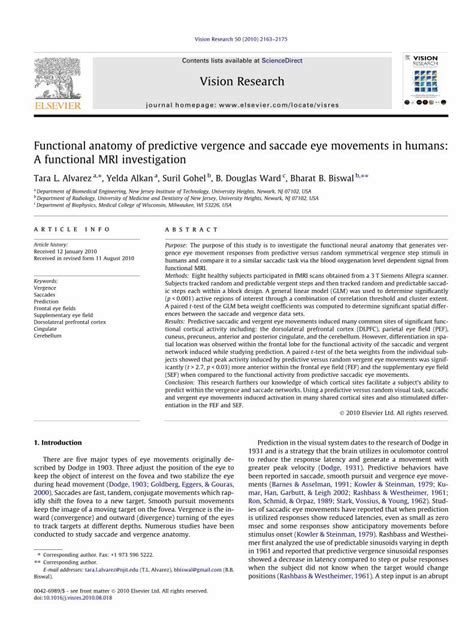 Pdf Functional Anatomy Of Predictive Vergence And Saccade Eye