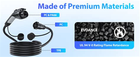 Evdance Ev Charger Extension Cable J1772 Extension Cable 40a 21ft