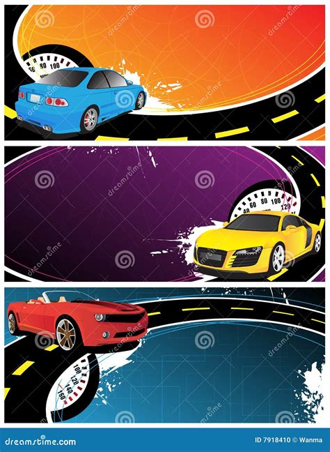 Abstract Banners With Cars Stock Vector Illustration Of Dash 7918410