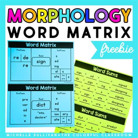 Word Matrix Template Freebie Word Sums Matrices Structured Word Inquiry