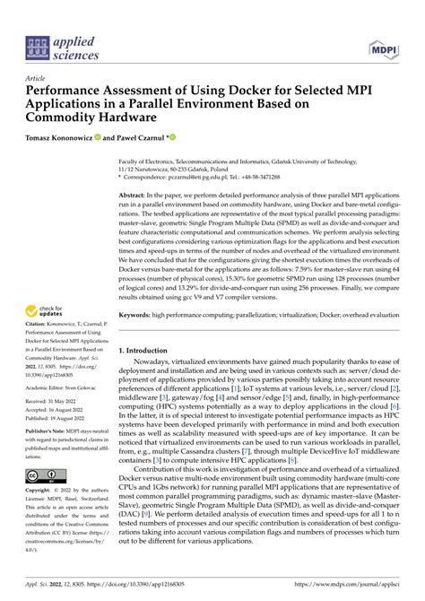 Pdf Performance Assessment Of Using Docker For Selected Mpi