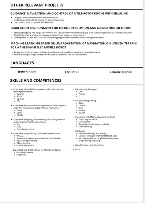 Robotics Engineer Cv Review Be Honest Rresumes