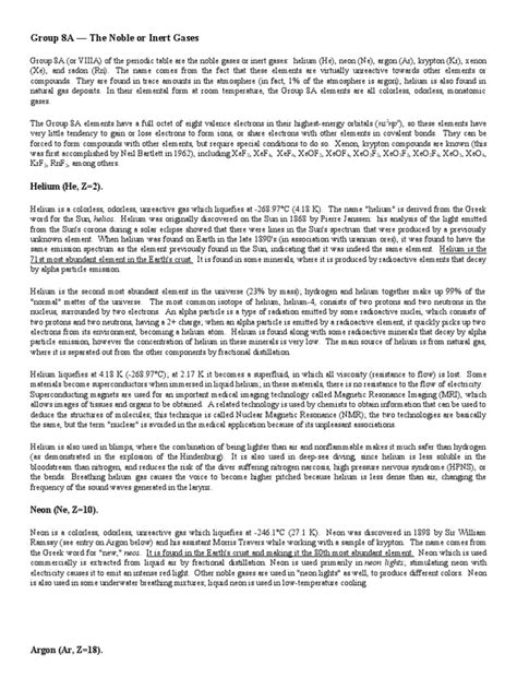 Group 8a Noble Gases Pdf Argon Helium
