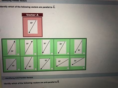 solved identifying parallel vectors identify which of the