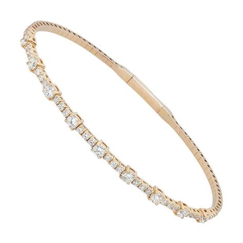 1 50 Carat Tw Diamond Flexible Bangle Bracelet 18k Yellow Gold For