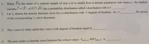 Solved When X Is The Mean Of A Random Sample Of Size N N Is Chegg