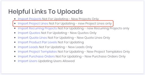 importing project lines into workguru workguru support portal