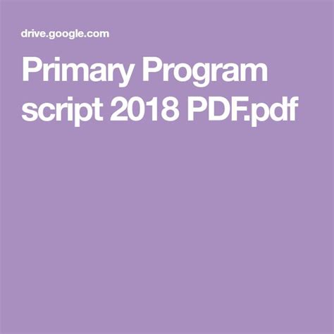 Primary Program Script 2018 Pdf