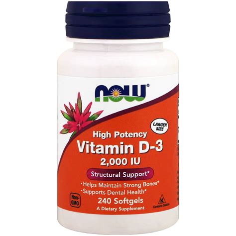 Now Foods Now Vitamin D3, 2000 IU, 240 softgel kapslí
