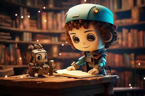 Premium Photo Robot Librarian Cataloging Books In A Library