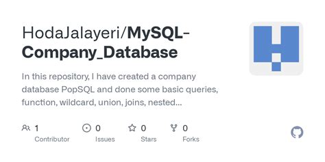 Github Hodajalayeri Mysql Company Database In This Repository I Have Created A Company
