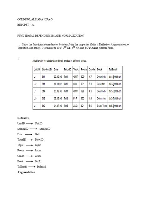 Functional Dependencies And Normalization Exercises Download Free Pdf
