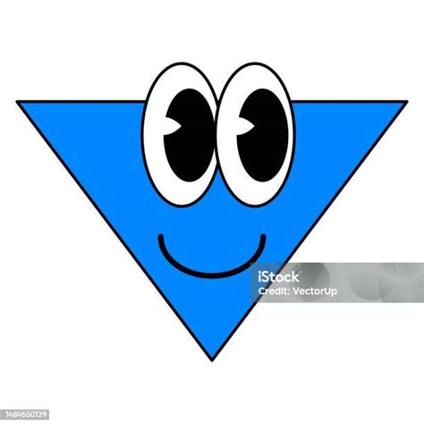 그루비 만화 재미 만화 미소 기하학적 모양 만화 캐릭터 빈티지 블루 삼각형 1990 1999 년에 대한 스톡 벡터 아트 및 기타 이미지 1990 1999 년 Drug