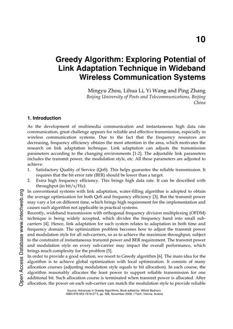 Pdf Greedy Algorithm Exploring Potential Of Link Adaptation
