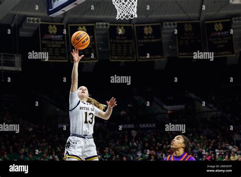 South Bend Indiana Usa 22nd Feb 2024 Notre Dame Guard Anna Dewolfe 13 Goes Up For A Layup