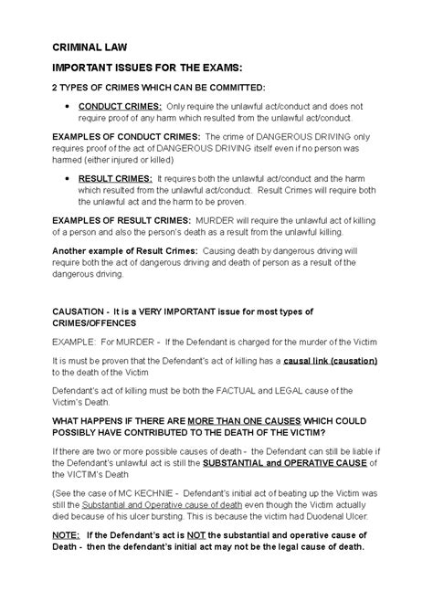 Revised Criminal Law Examples Criminal Law Important Issues For