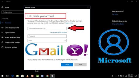 How To Create Microsoft Account Using Gmail Or Yahoo Mail On Windows 10