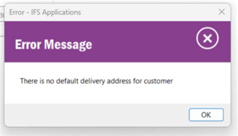 Default Delivery Address For Customer Ifs Community