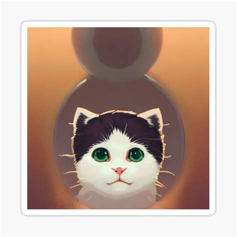 Kawaii White Cat Bubble Kitten Bubble Kitty Close Up Face Makoto Focus Art Sticker For Sale By