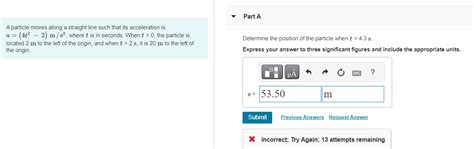 Solved A Particle Moves Along A Straight Line Such That Its
