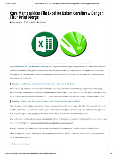 Cara Memasukkan File Excel Ke Dalam Coreldraw Dengan Fitur Print Merge