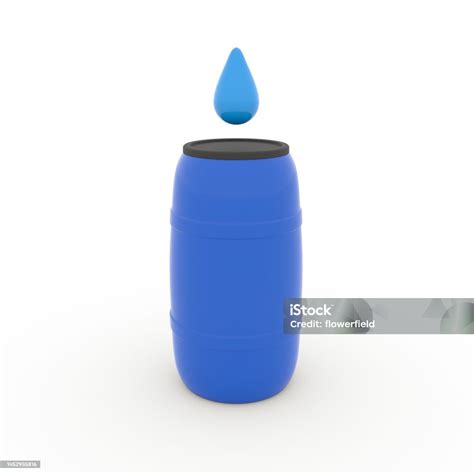 파란색 플라스틱 물통과 흰색 배경 3d 렌더링에 물방울 0명에 대한 스톡 사진 및 기타 이미지 0명 경관 관개 장비 Istock