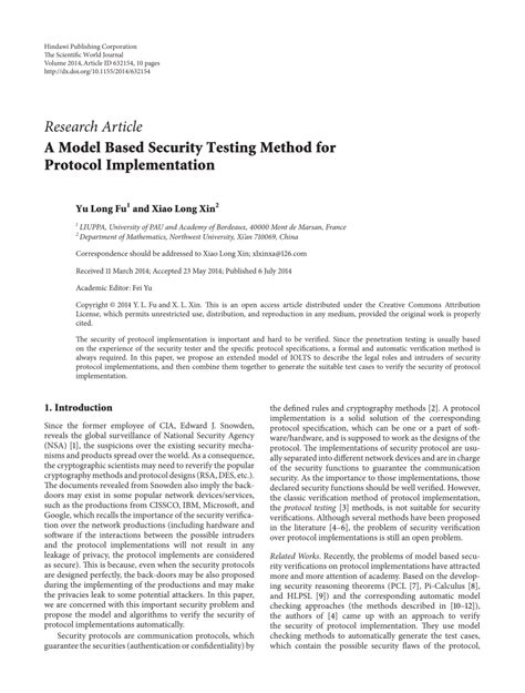 Pdf A Model Based Security Testing Method For Protocol Implementation