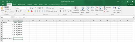 payback period excel template