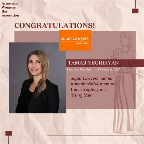 Congratulations To Our Member Tamar Yeghiayan For Being Named A Rising
