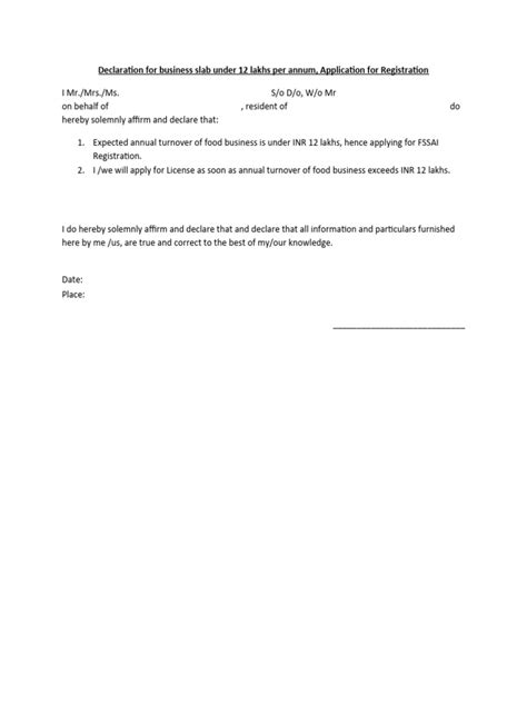 Foscos Fssai Declaration 12 Lakhs Pdf