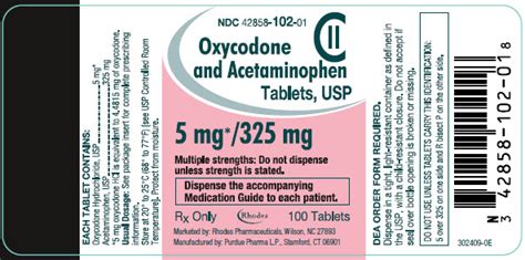 Oxycodone And Acetaminophen Tablets Usp 5 Mg 325 Mg 7 5 Mg 325 Mg 10 Mg 325 Mg Cii