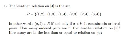 solved 1 the less than relation on [4] is the set