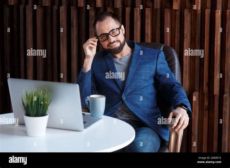 Young Successful Bearded Businessman Freelancer In Office Coworking