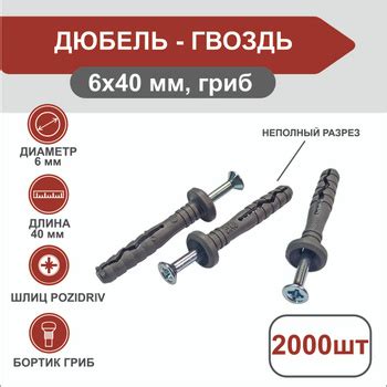 Дюбель-гвозди 6x40 мм – купить в интернет-магазине OZON по низкой цене