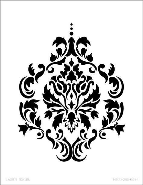Damask Pattern Stencils Printable Patterns Stencil Outline Template Designs Drawing