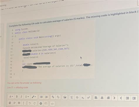 Solved Complete The Following C Code To Calculate Average Chegg Com