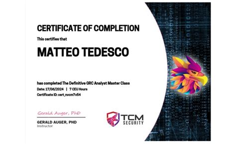 Matteo Tedesco On Linkedin Ive Completed The Governance Risk And