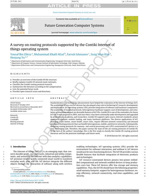PDF A Survey On Routing Protocols Supported By The Contiki Internet Of Things Operating System