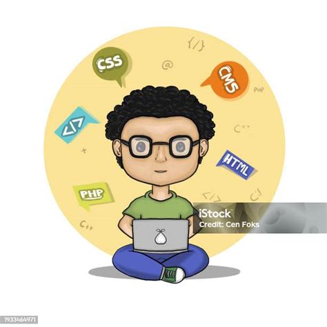 Digital Illustration Of A Man Doing Programming Stock Illustration