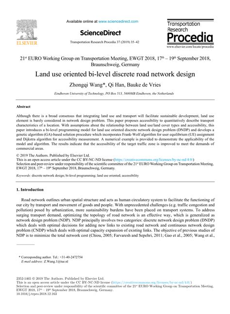 Pdf Land Use Oriented Bi Level Discrete Road Network Design