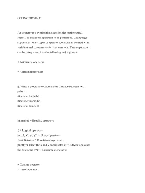 C Language Operators Explained Pdf Integer Computer Science
