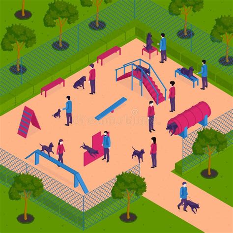 Composición De área De Juegos De Entrenamiento Para Perros Ilustración