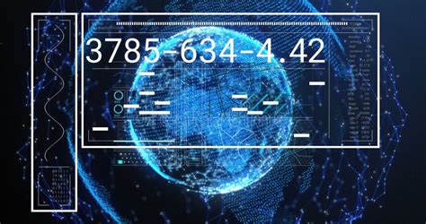 Animation Of Interface With Data Processing Over Globe And Network Of Connections On Blue