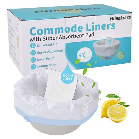 Hlinakrbcs 60 Pack Commode Liners With Absorbent Pads Lemon Scent