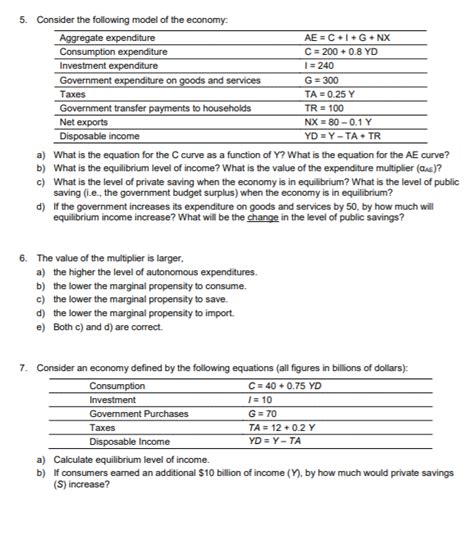 Solved Consider The Following Model Of The Economy 5