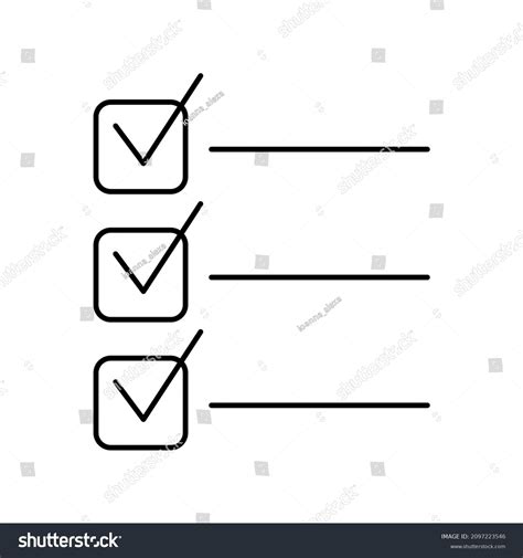 Schematic List Check Marks Simple Outline Stock Vector Royalty Free Shutterstock