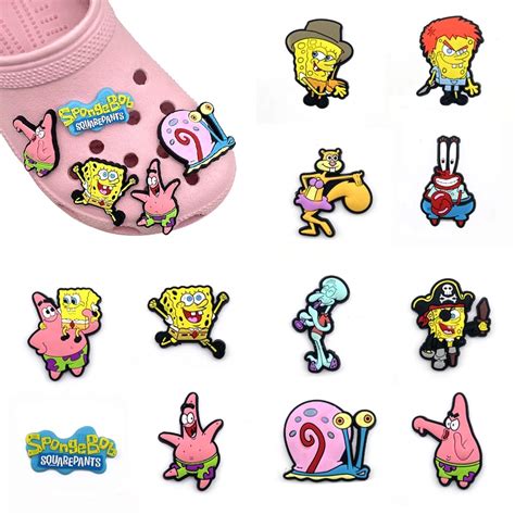 Croc Jibbit 2022 New Spongebob Squarepants Cartoon Pattern Diy Shoe Buckle Decoration Shopee