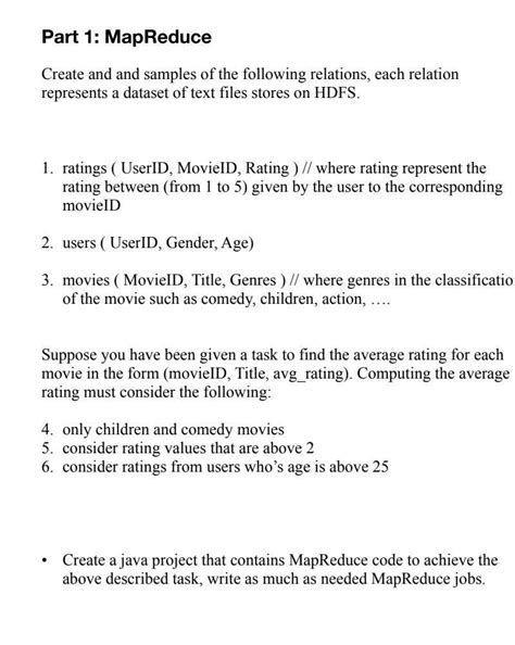 Solved Part 1 Mapreduce Create And And Samples Of The