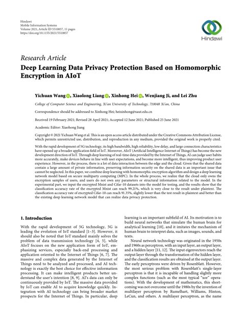 Pdf Deep Learning Data Privacy Protection Based On Homomorphic Encryption In Aiot